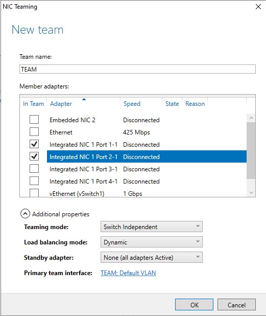 NIC Teaming/Bonding Configuration