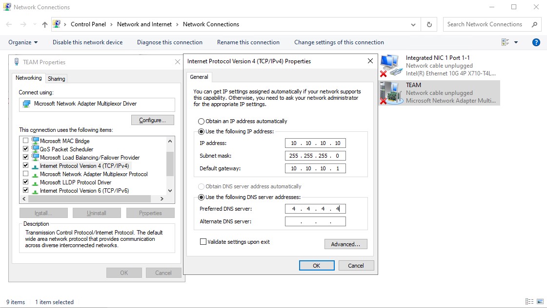 NIC Teaming/Bonding Configuration